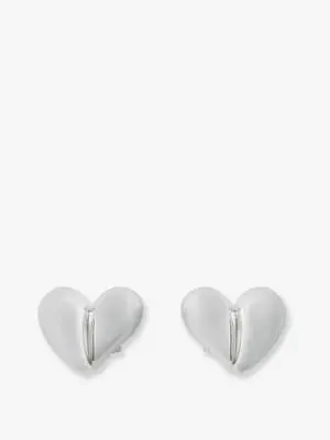 Bottega Veneta Sterling Double Drop Heart Earrings - Silver