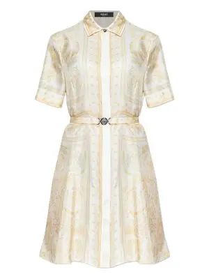 Versace Barocco Print Silk Shirtdress - Multicolor