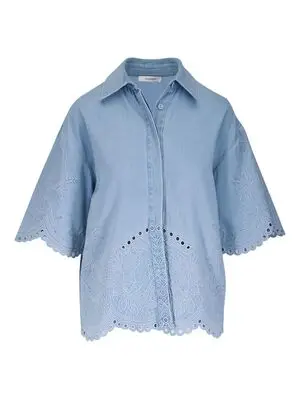 Zimmermann Daylight Denim Shirt With Floral Embroidery - Multicolor