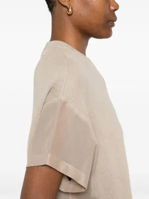 Brunello Cucinelli Ribbed Knit Cotton T-shirt