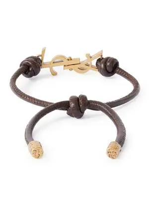 Saint Laurent Woven Nappa Bracelet With Logo Detail