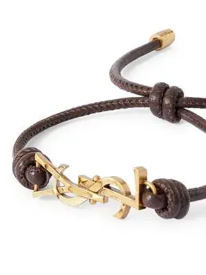 Saint Laurent Woven Nappa Bracelet With Logo Detail
