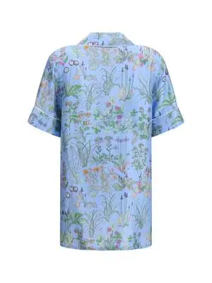 Gucci Printed Silk Twill Shirt - Blue