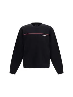 Dsquared2 Cotton Crew Neck Sweatshirt With Logo Print - Black