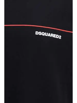 Dsquared2 Cotton Crew Neck Sweatshirt With Logo Print - Black