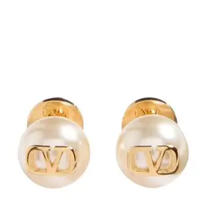 Valentino Garavani Vlogo Signature Pearl Earrings - Gold