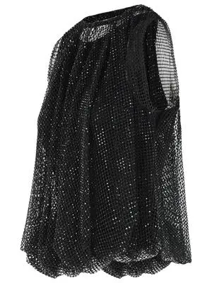 Sportmax Nodo Mesh Top With Crystals - Black
