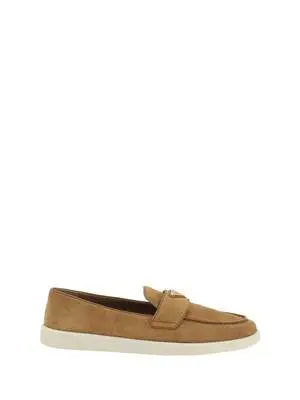 Prada Gathered Detail Leather Loafers - Brown