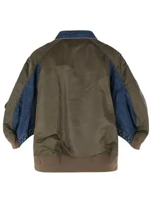 Sacai Cotton Denim Jacket With Nylon Paneled Sleeves - Blue