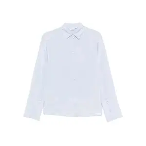 Max Mara Silk Button-front Shirt With Classic Collar - Blue