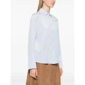 Max Mara Silk Button-front Shirt With Classic Collar - Blue