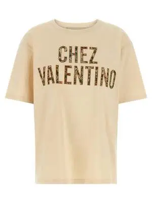 Valentino Garavani Chez " Embroidered Cotton T-shirt - Cream