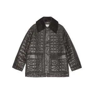 GANNI Quilted Puffer Jacket With Contrasting Collar