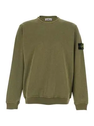 Stone Island Crewneck Sweatshirt With Dropped Shoulders And Logo Patch - Green