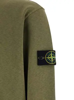Stone Island Crewneck Sweatshirt With Dropped Shoulders And Logo Patch - Green