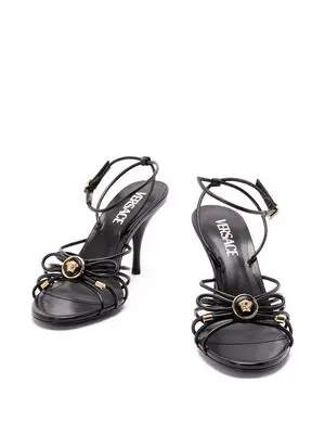 Versace Opera Bow Leather Heel Sandals