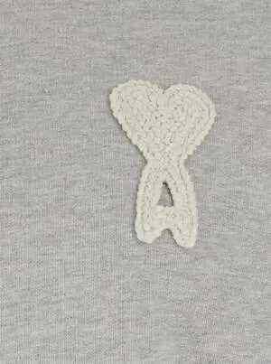 AMI Paris Cotton Crew Neck Sweater With De Coeur Patch