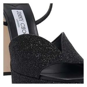 JIMMY CHOO Karli Glittered Platform Sandals With Rhinestones - Black