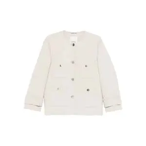 Max Mara Virgin Wool Round Neck Jacket - Cream