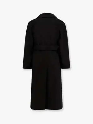 Saint Laurent Double-breasted Wool Coat With Belt