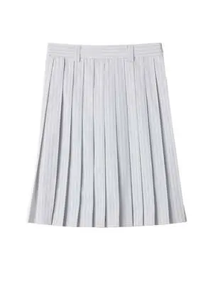 Miu Miu Pleated Striped Cotton Skirt