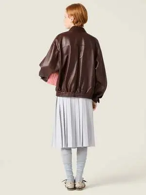 Miu Miu Pleated Striped Cotton Skirt