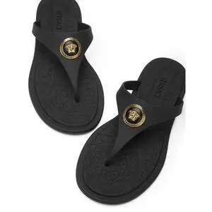 Versace Medusa Head Motif Rubber Flip-flops - Black