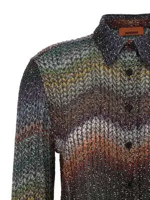 Missoni Sequin Zigzag Pattern Viscose Lamé Shirt - Multicolor