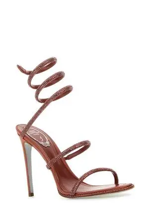 Rene Caovilla Embellished Satin Cleo Sandals - Red