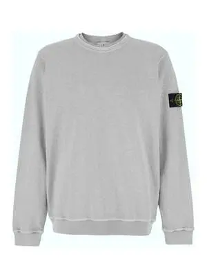 Stone Island Cotton Crewneck Sweatshirt With Logo Patch - Gray