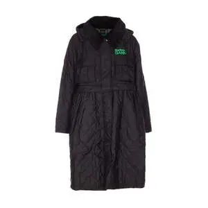 BARBOUR X GANNI Peplum Quilted Long Jacket - Black