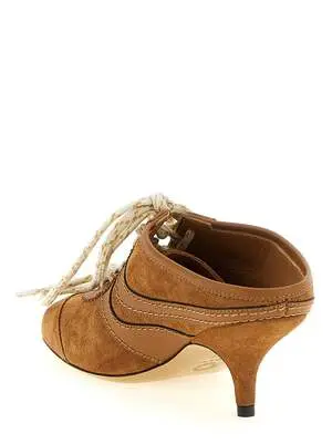 Dries Van Noten Heeled Suede Lace-up Mules - Brown