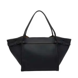 TOD'S Leather Shopping Bag With T Timeless Logo - Black