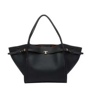 TOD'S TOD'S Leather Shopping Bag With T Timeless Logo Black