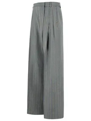 GANNI Grey Wool Blend Trousers - Gray