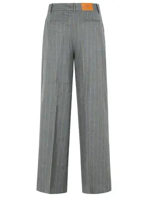 GANNI Grey Wool Blend Trousers - Gray