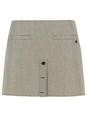 COURREGES COURREGES Wool Blend Miniskirt With Central Split Cream