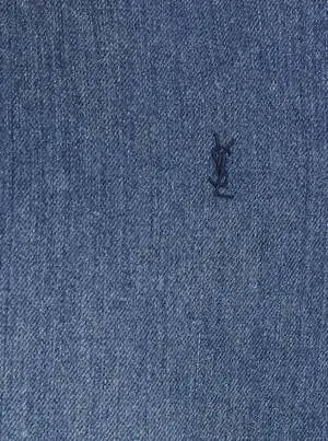 Saint Laurent Blue Denim Long Sleeve Shirt With Front Logo For