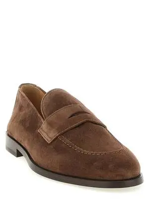 Brunello Cucinelli Suede Penny Loafers - Brown