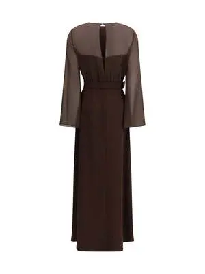 P.a.r.o.s.h Long Belted Dress - Brown