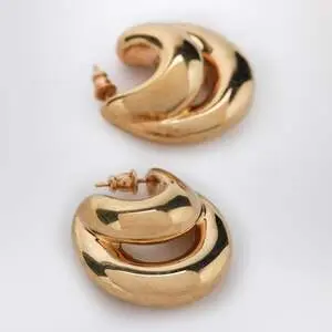 PANCONESI Blow Up Huggie Earrings In Gold Tone - Silver