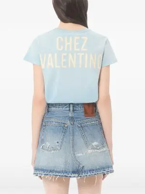 Valentino Garavani Printed Cotton T-shirt - Blue
