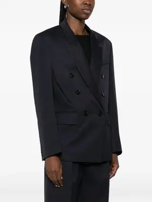 Victoria Beckham Double-breasted Wool Tailored Jacket - Blue