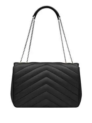 Saint Laurent Loulou Large In Matelassé Lambskin - Black