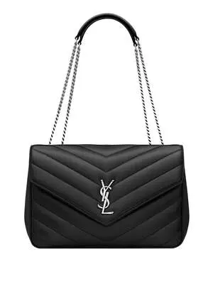 Saint Laurent Loulou Large In Matelassé Lambskin - Black