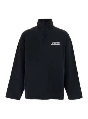 Balenciaga Cotton Half-zip Sweatshirt With Printed Logo - Multicolor