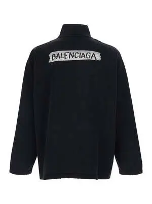 Balenciaga Cotton Half-zip Sweatshirt With Printed Logo - Multicolor