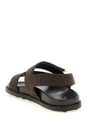 TOD'S Nubuck Sandals With Embossed Logo Detail