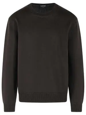 TOM FORD Cotton And Silk Ribbed Sweater - Brown