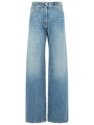 Versace Cotton Jeans With Medusa Button Detail - Blue